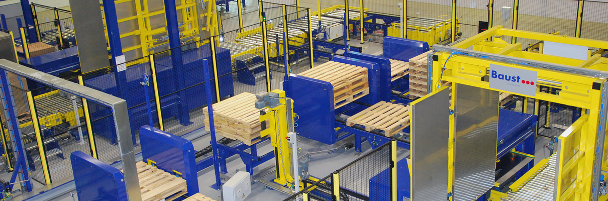 Material flow systems | Pallet turner, pallet changer, palletizer